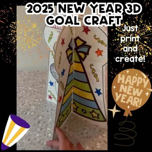 New Year Goals 3D Craft Activity by Teach Play Thrive | TPT