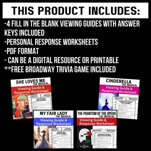 Valentine's Broadway Bundle → 4 Theatre Viewing Guides & Response ...