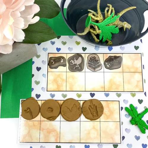 Dinosaur & Fossil Ten Frames Counting Activity by Turner Tots | TpT