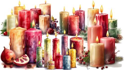 Watercolor Christmas Candles Clipart Set of 20 Files by ...