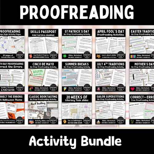 Proofreading Passages BUNDLE | Seasonal & Literary SPaG Error Activities