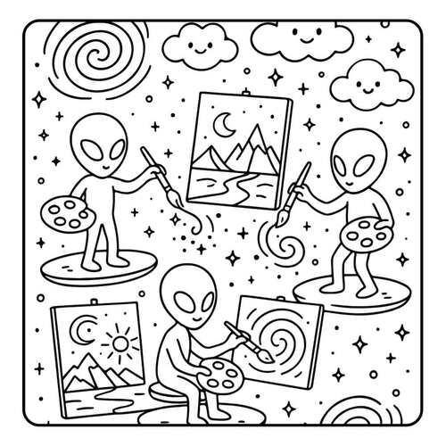 Groovy Alien Coloring Pages | 45 Psychedelic Alien & Trippy Space ...