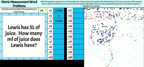 Converting Metric Measurement Word Problems Pixel Art | TPT