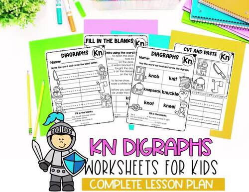 Kn Digraph Worksheet | Digraphs | Phonics Centers by Aimee's Edventures LLC