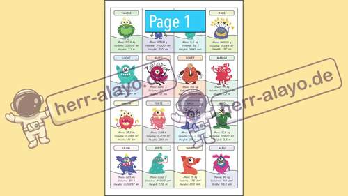 Math & Physics Card Game - Mass & Volume - Alien Battle by Herr Alayo