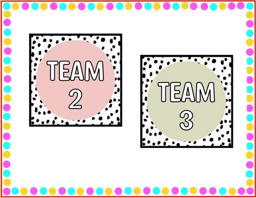 Boho Neutral Spotty Table, Team and Group Numbers, Table Sign, Table Cards