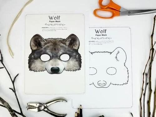 Wolf | Paper Mask | Printable Craft Template | Wolves by Simply Schoolgirl
