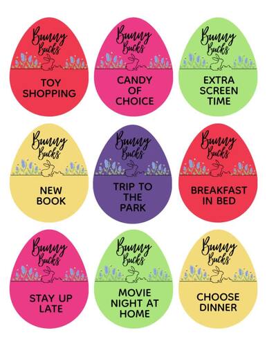 Printable Easter Egg Hunt Coupons for Kids, Fun Reward Vouchers, Easter PDF