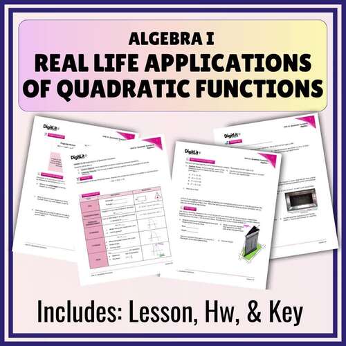 Quadratic Function Applications Guided Notes,Worksheets | 8th-10th ...