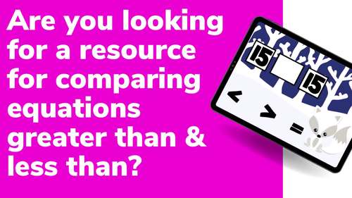 Compare Equations Greater/Less Digital Boom Task Cards by Fiddleheads