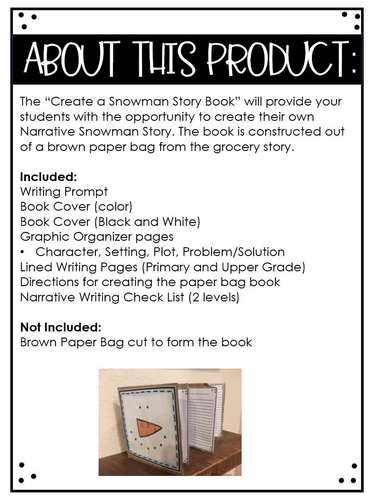 Snowman Narrative Writing Activity & Craft 2nd 3rd Grade | TPT