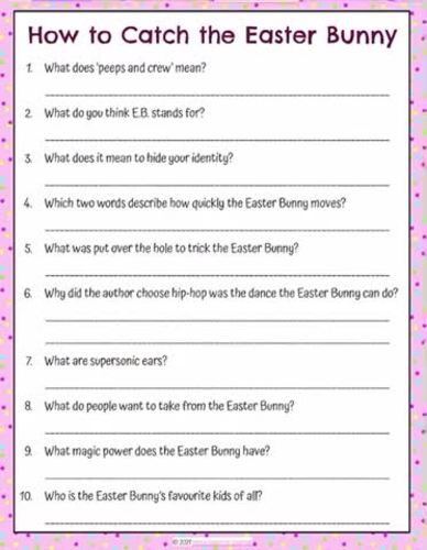 How to Catch the Easter Bunny Book Companion Comprehension Worksheets