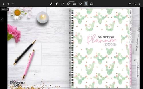 2025-2026 Digital Teacher Planner for Goodnotes, Noteshelf, Xodo - Pink