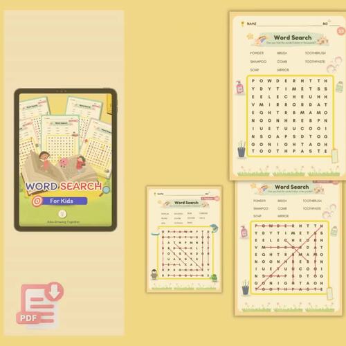 Word Search Worksheets Animals School Supplies Daily Life Vocabulary ...