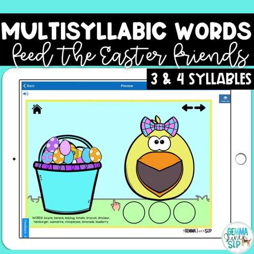 MULTISYLLABIC WORDS Easter Theme Boom Cards™ for Speech Therapy | TPT