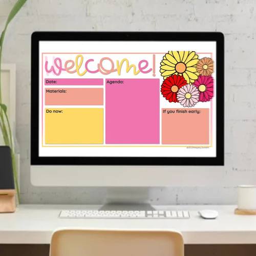 Spring Flowers Daisies Daily Agenda Schedule Slides | Editable | TPT