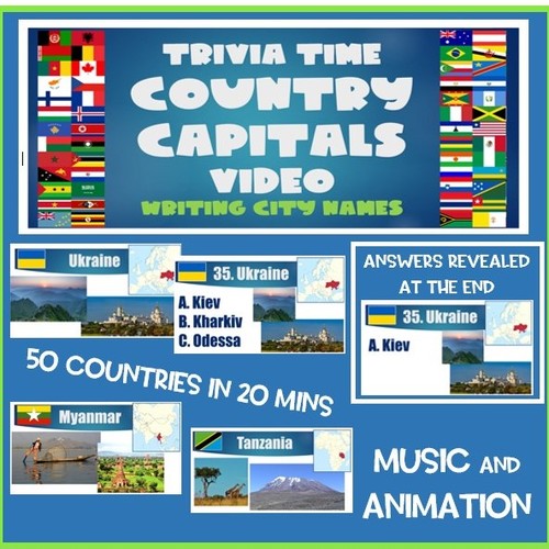 Trivia Time Country Capitals of the World - Writing City Names | TPT