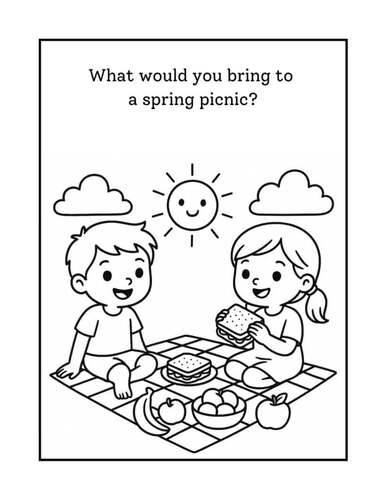 Spring Surprises: 40 Coloring Pages with Conversation Starters for ...