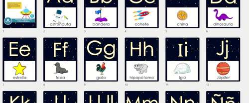 Abecedario en Español- El espacio by NeuroEduca | TPT