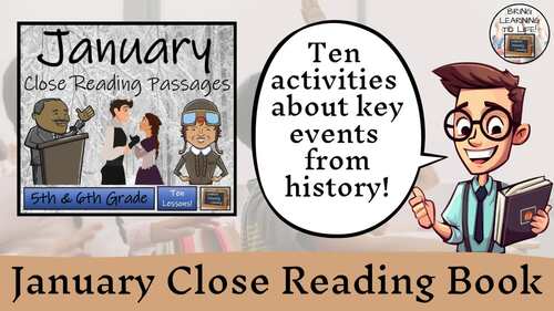 January Close Reading Comprehension Activity Book | 5th-6th Grade