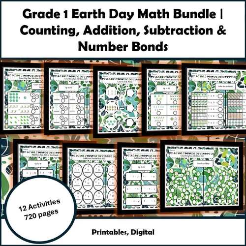 Grade 1 Earth Day Math Bundle | Counting, Addition, Subtraction ...