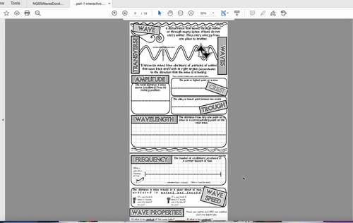 MS-PS4-1 Waves NGSS Doodle Notes with Interactive! by Captivate Science