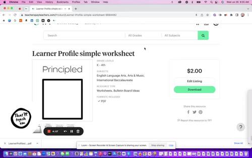 Learner Profile simple worksheet by That'll Teach Em | TPT