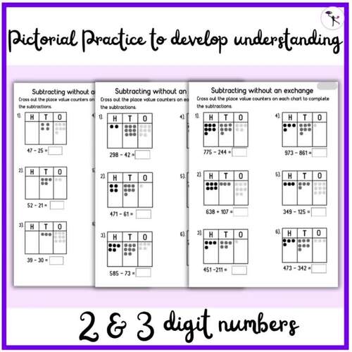Subtraction Worksheet Math Practice with 2 and 3 digit numbers for ...