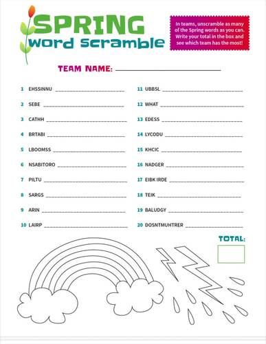 Spring activity bundle | Vocabulary and collaboration games for grades 3-6