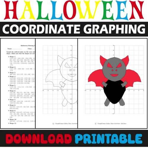 Fun Halloween Coordinate Graphing Math Worksheets Printable Digital ...