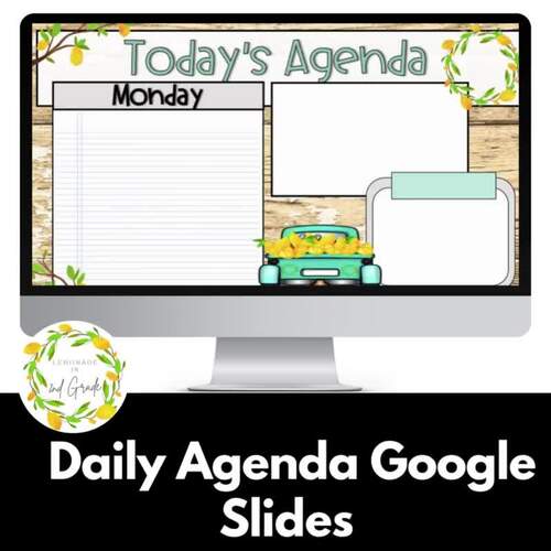 Daily Agenda Slides Templates for Google Slides Lemon Theme | TPT