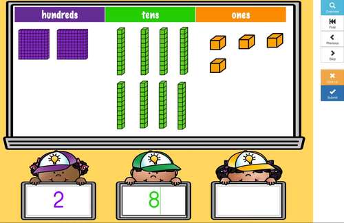 Place Value with Hundreds Tens and Ones Boom Cards - Base 10 Blocks 3 ...