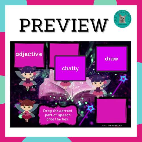 Halloween Fairy Noun Verb Adjective Adverb Boom Cards™ by The British Kitty