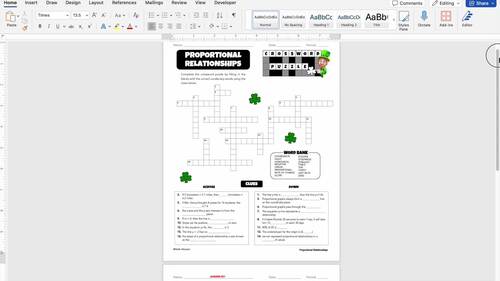 6th/7th Grade Math Fun Worksheet St. Patrick's Day Crossword ...