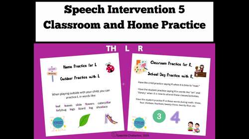 Speech Intervention 5: TH, L, R: Classroom and Home Practice | TPT