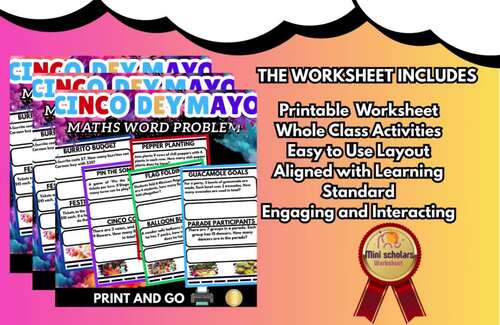 Cinco De Mayo Math Fun Word Problem Activities 3rd,4th,5th,6th,7th ...