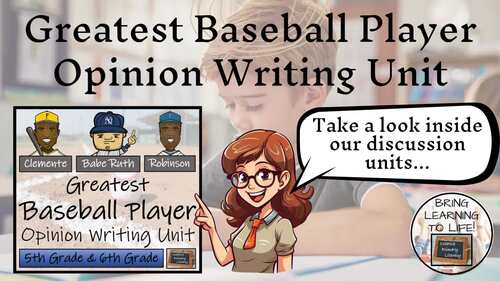 Greatest Baseball Player Opinion Writing Unit | 5th–6th Grade | TPT