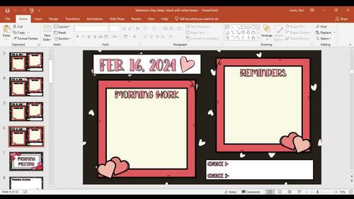 Valentine's Day Themed Slides- Black with White Hearts Version | TPT