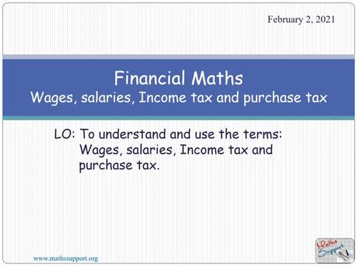 Financial Maths - Wages, salaries, Income tax and purchase tax | TPT