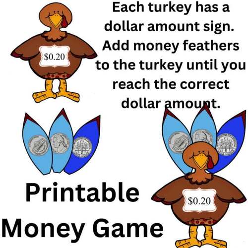 Build a Turkey Money Game-Practice Counting Money Game by Great Kids ...