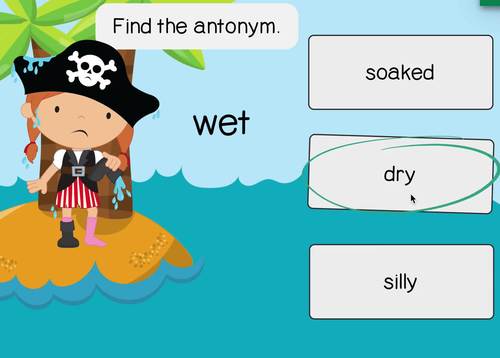 Pirate Antonyms | Boom Cards | Speech Therapy | ELA | Vocabulary