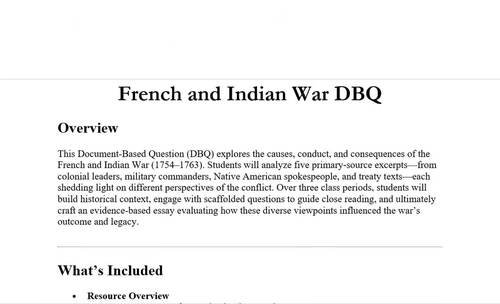French and Indian War DBQ by PBL History & Civics | TPT