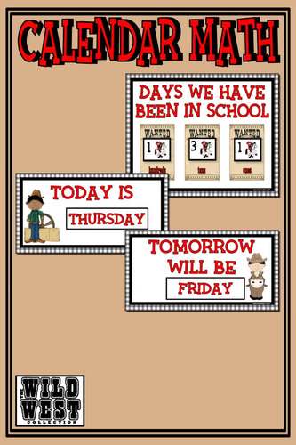 CALENDAR MATH Year Long Activities Wild West Theme Classroom Decor