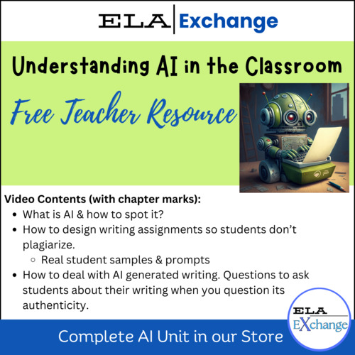 AI in the Classroom + Free Teacher Resource by ELA Exchange | TPT