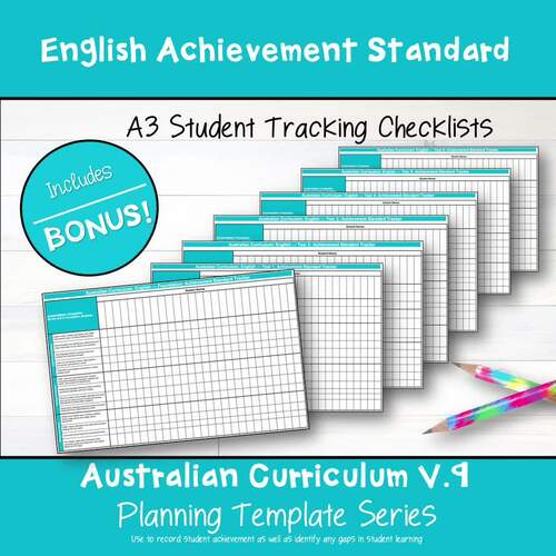 V9 Australian ENGLISH ACHIEVEMENT STANDARD CHECKLISTS Bundle Pack ...