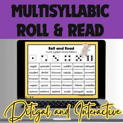 Roll & Read Multisyllabic 3 Syllable Closed Words Sentences Digital Game B