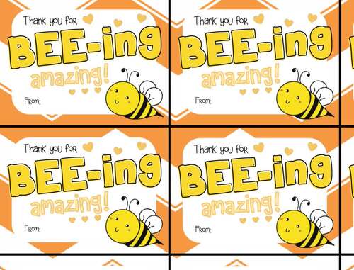 Thank you for BEE-ing AMAZING! Staff/Teacher Appreciation Gift Tag(Burt ...