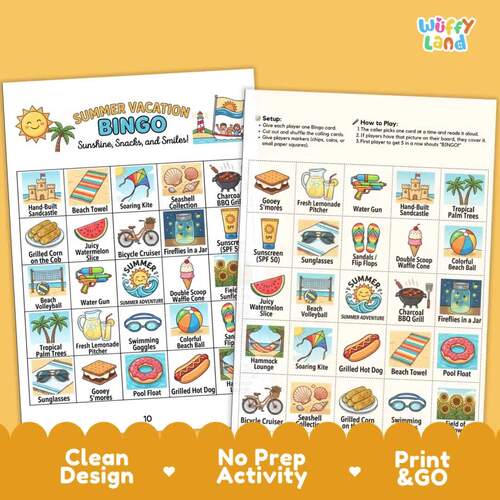 Summer Bingo Game | Summer Vacation Activity | End of the Year ...