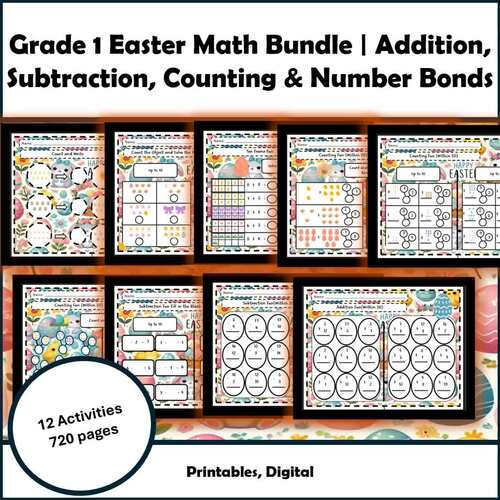 Grade 1 Easter Math Bundle Addition Subtraction Count Frame Bond With 20