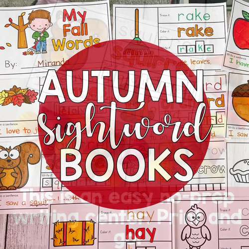 Fall Word Books for Kindergarten Writing Center by A Teacher and her Cat